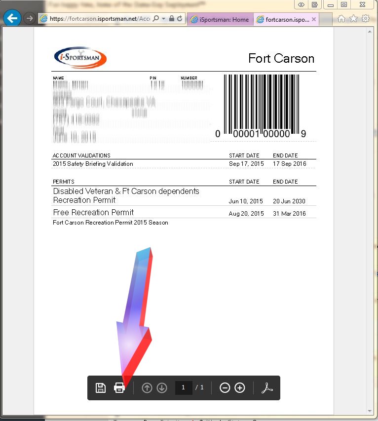 Printer Settings - Fort Carson - iSportsman